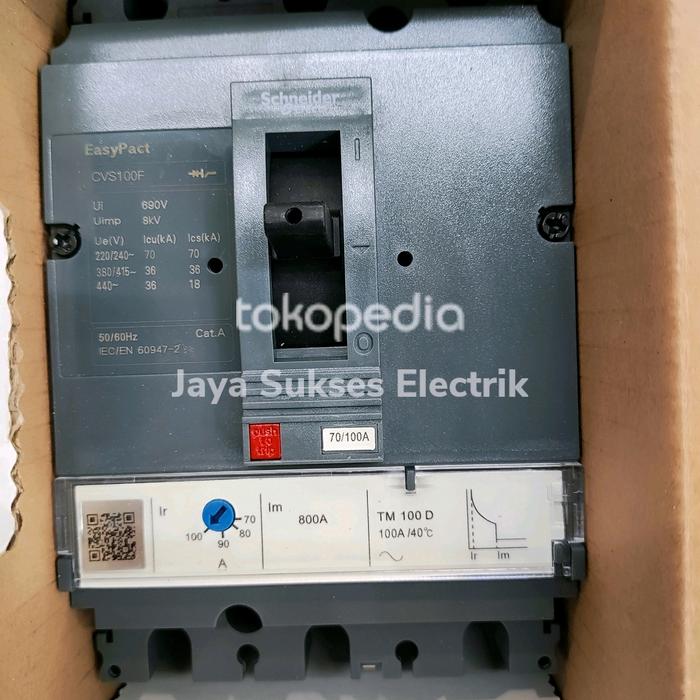 Jual MCCB CVS100F 3P 100A 36KA Adjustable 70-100A LV510337 Schneider ...