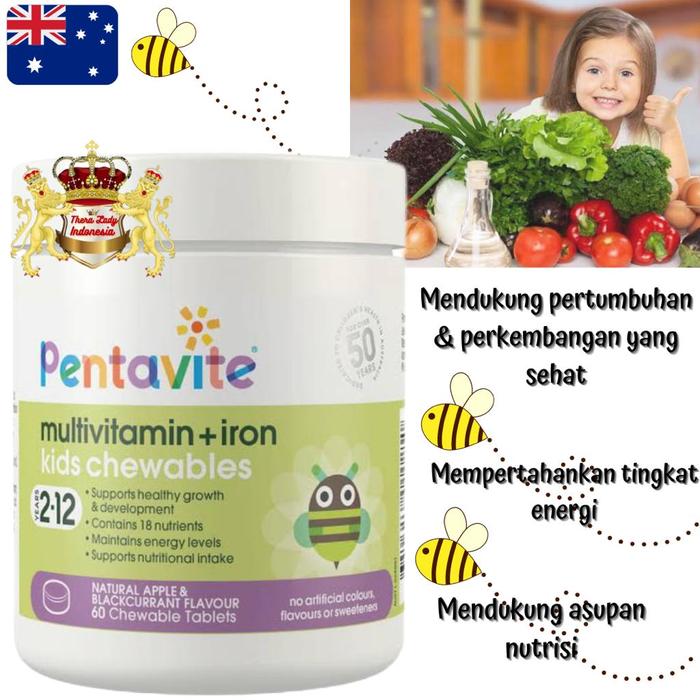Jual Pentavite Multivitamin + Iron Kids 60 Chewable Tablets - Kota ...