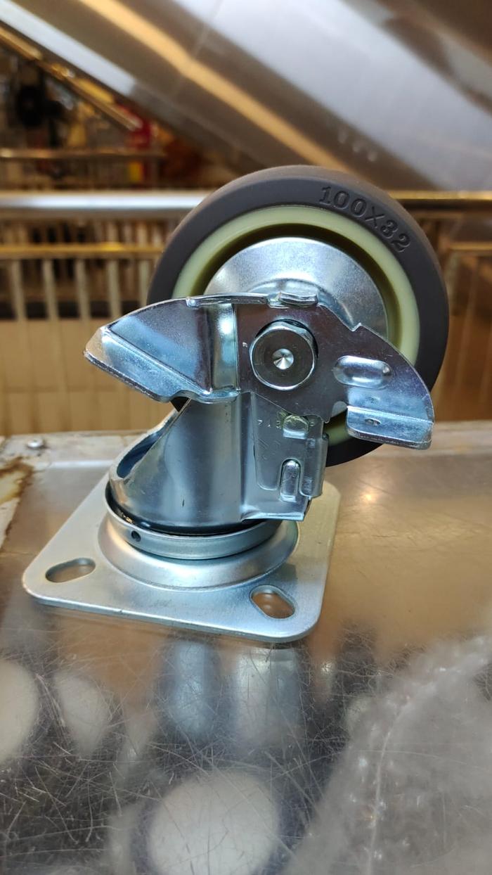 Jual Roda Trolley Roda PU Medium Duty Hammer Caster 4" Plat Rem ...