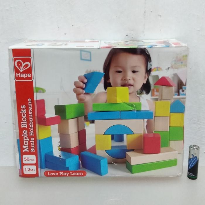 Jual Hape Maple Wood Building Blocks for Kids, Assorted Shapes and ...