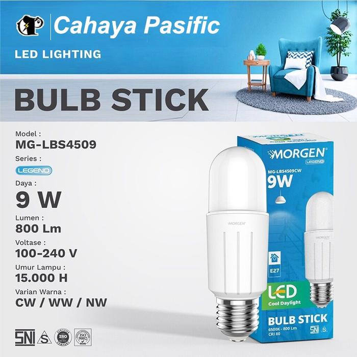 Jual Lampu MORGEN LED BULB STICK 9W 12W 15W E27 SNI - 9W CW - Kota ...