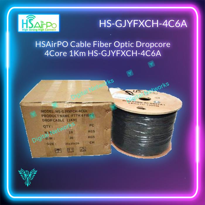 Jual Kabel Dropcore 4Core 1KM HsairPo GJYFXCH 4C6A Kabel FO Dropcore ...