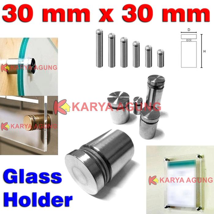 Jual Glass Holder 30 x 30 mm Baut Sekrup Pen Iklan Sign Board Kaca ...