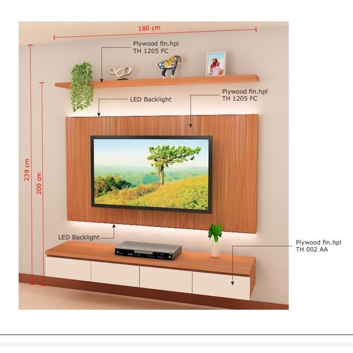 Jual backdrop tv minimalis gantung meja tv hpl custom - Kota Tangerang ...