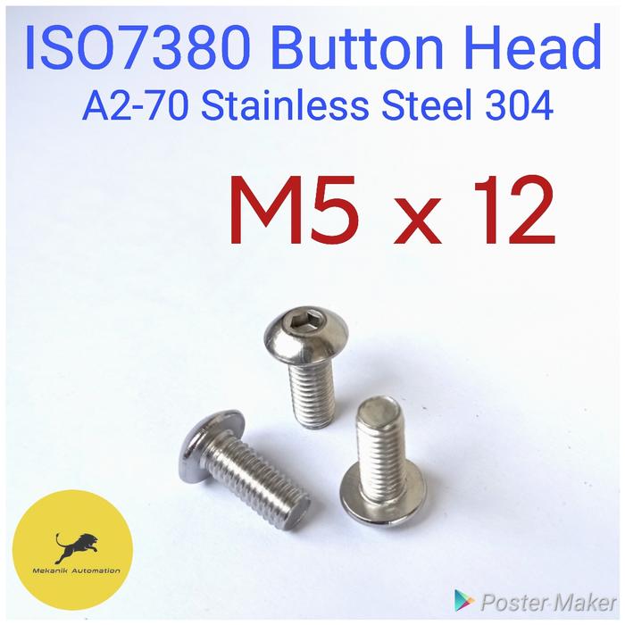 Jual Baut L Button M5 x 12 Stainless 304 - Jakarta Timur - Mekanikautomation | Tokopedia