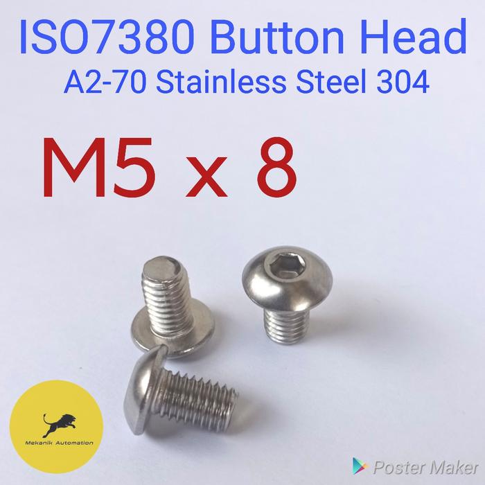 Jual Baut L Button M5 x 8 SS304 - Jakarta Timur - Mekanikautomation | Tokopedia