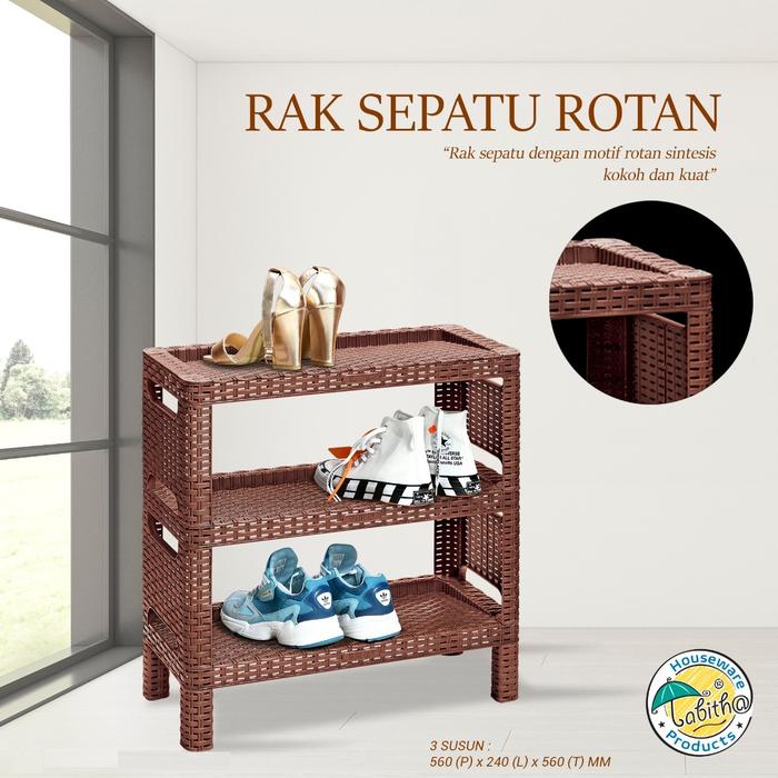 Jual Tabitha Rak Sepatu Plastik Minimalis Motif Rotan Premium Qualty ...
