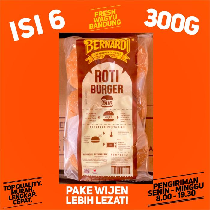 Jual BERNARDI ROTI BURGER BUN WIJEN ISI 6 Premium Sesame Bread Buns ...