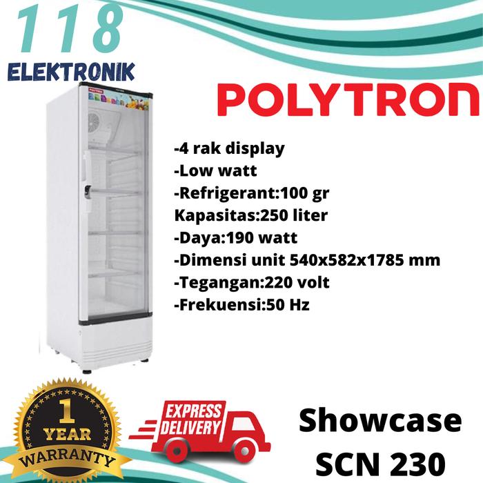 Jual SHOWCASE POLYTRON SCN 230 L 4 RAK DISPLAY COOLER KULKAS LOW WATT ...