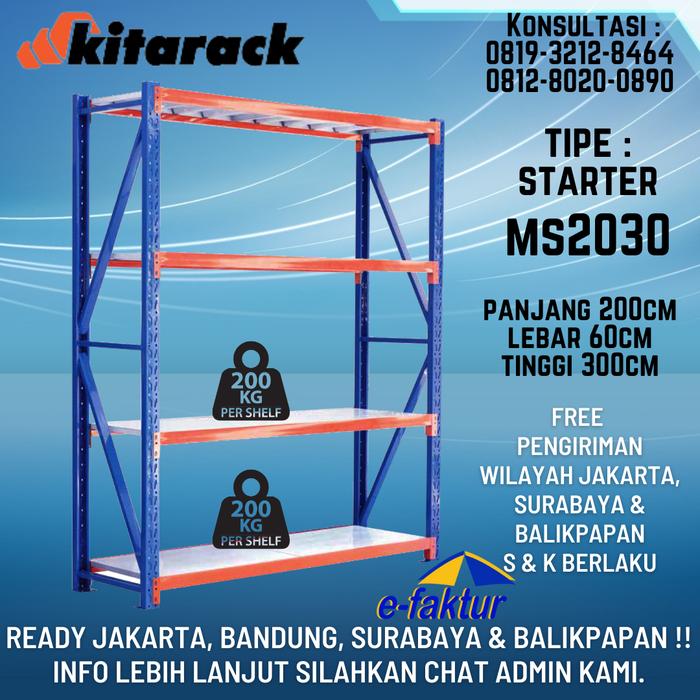 Jual WAREHOUSE KITARACK RACK 3 METER 4 SUSUN RAK GUDANG LIGHT DUTY ...