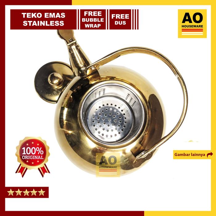 Jual Teko Air Teko Saji Stainless Teko Zam Zam Arabian Haji Emas 1.6 Liter - Gold 16 Cm Di ...