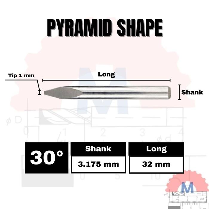 Promo Mata Grafir V CNC router bit 3 sisi bentuk piramid carbide 3 ...