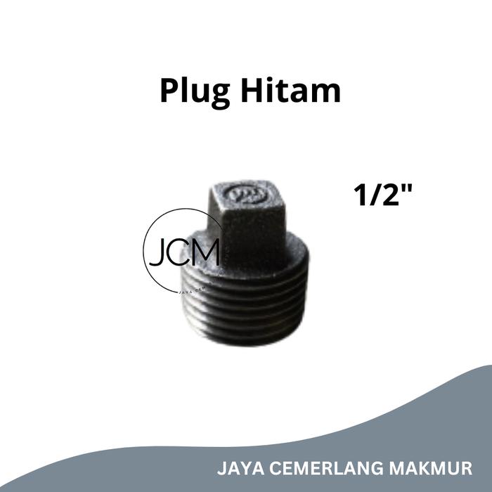 Jual Plug Hitam Besi 1/2" Inch Drat / Pluk Hitam Drat Luar 1/2" Inch ...