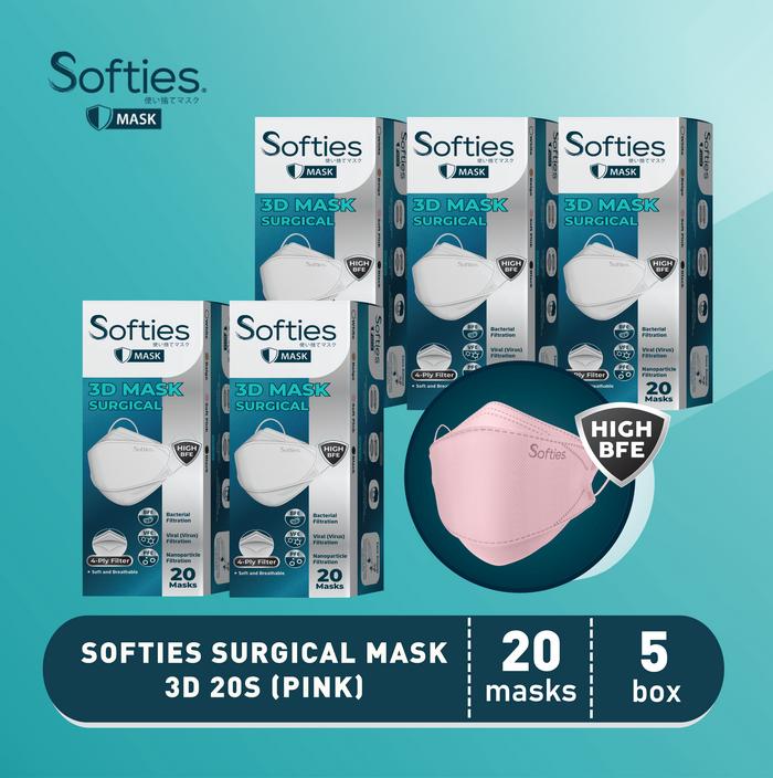 Promo Softies Surgical Mask 3D 20s 5 Box - Pink - Kota Tangerang ...