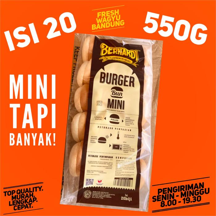 Jual BERNARDI ROTI BURGER BUN POLOS MINI ISI 20 Premium Bread Bun 550g ...