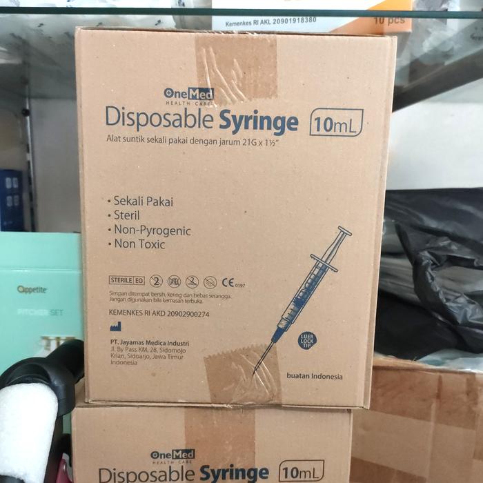 Jual Suntikan Spuit Syringe 10ml 1Box izin Kemenkes RI - Merk OneHealth ...