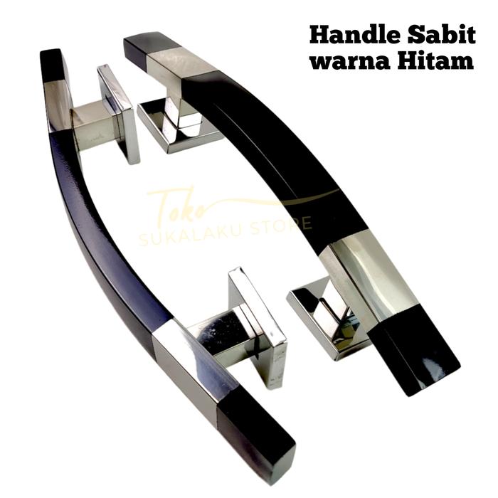 Jual handle pintu minimalis terbaru model lengkung warna Hitam panjang ...