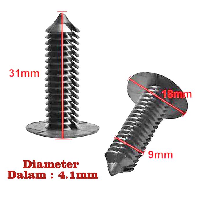 Jual Klip Kancing Gerigi 9mm Panel Trim Rivet Mdl Cemara Splash Guard ...