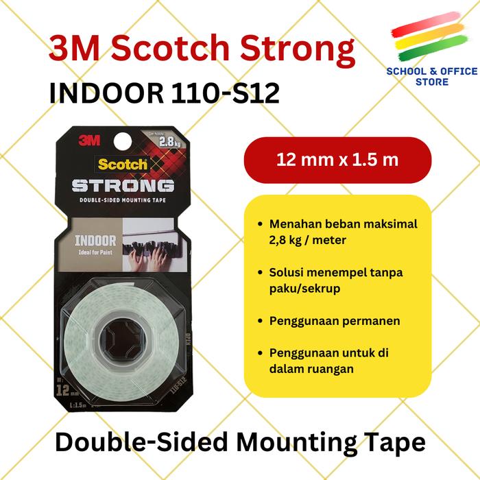 Jual 3M Scotch Strong Indoor Double Tape / Mounting Tape 12 mm x 1,5 m - Jakarta Utara - School ...