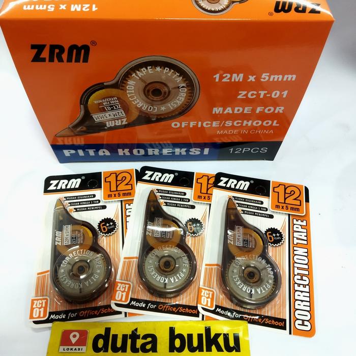 Jual Type-ex/Tipex Roll Kertas Correction Tape ZRM ZCT-01 12m x 5mm ...