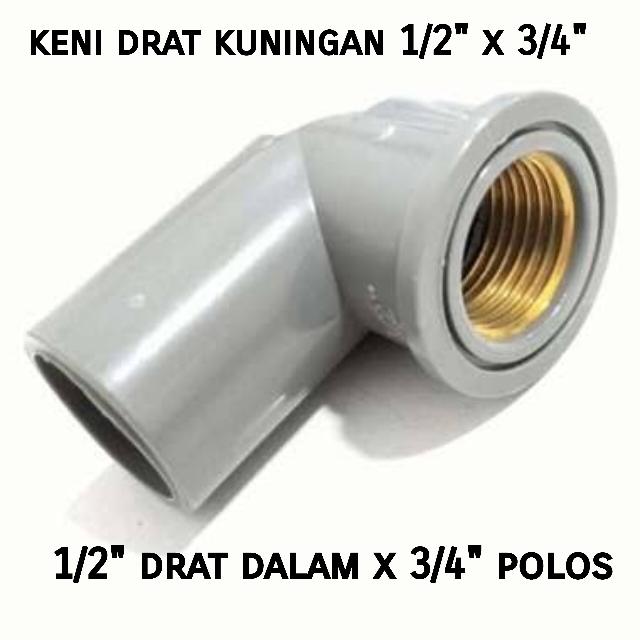 Jual Keni drat dalam 1/2" x 3/4" inch Kuningan Faucet elbow knee kenie drat - Kota Surabaya ...