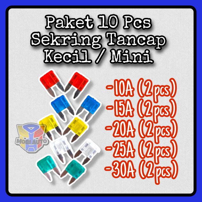 Jual Paket Sekring Tancap Kecil / Mini Isi 10 Pcs Untuk Mobil Dan Motor ...
