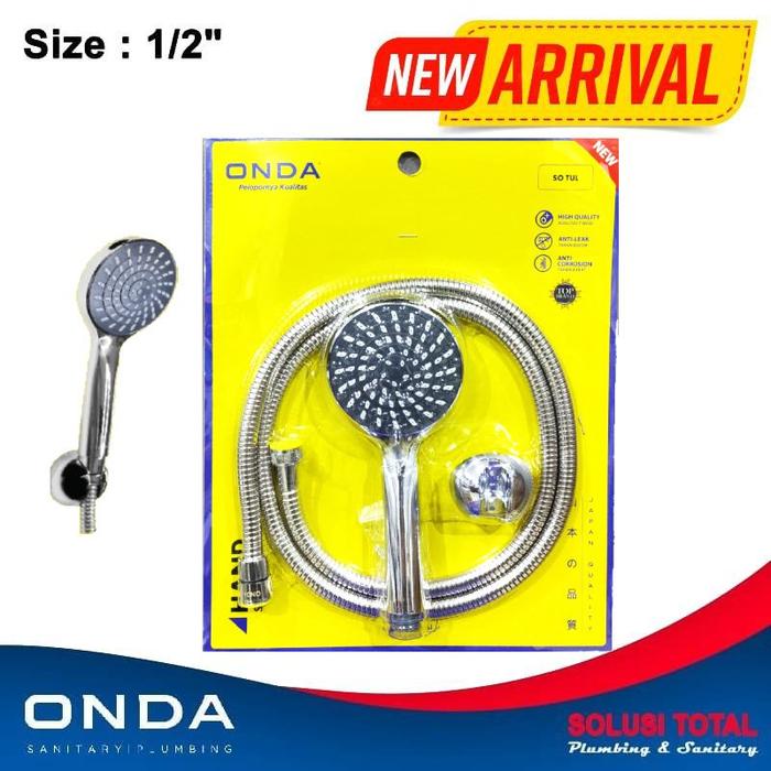 Jual SO TUL ONDA Hand Shower Set 1/2" + Selang Hose + Braket Chrome NEW ...