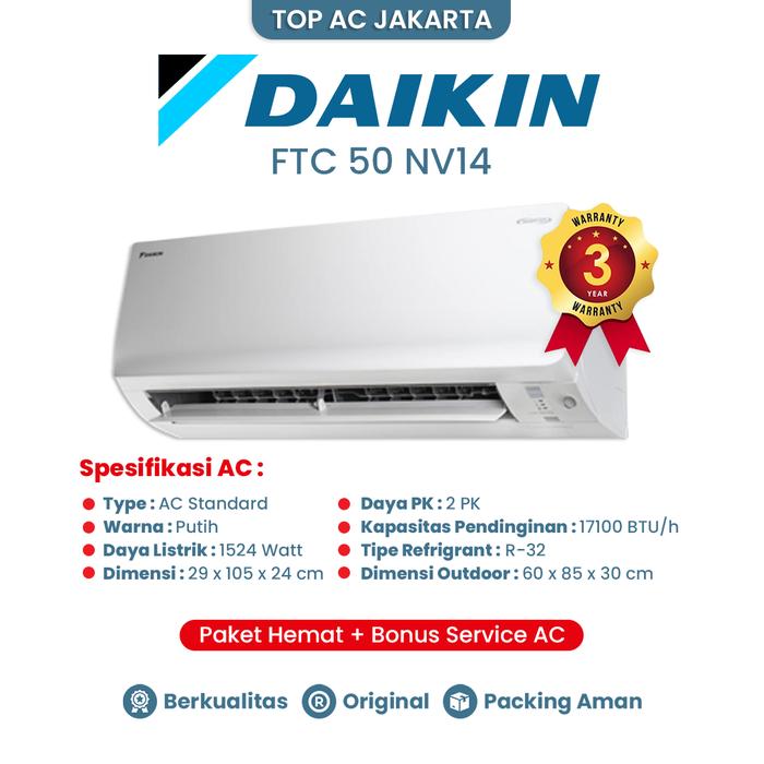 Jual AC Split Daikin FTC 50 NV14 2.00 PK Pendingin Ruangan + Pasang ...