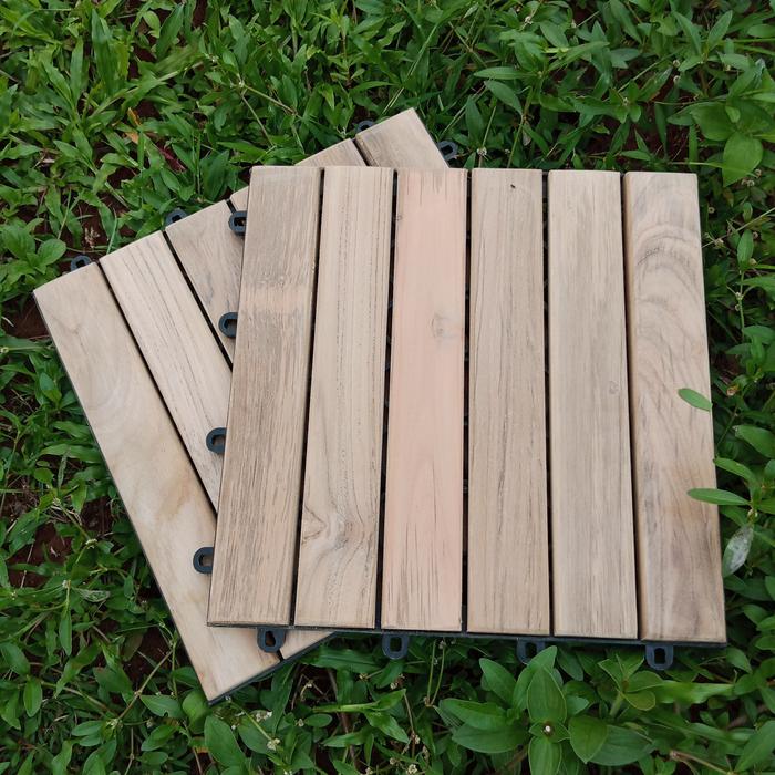Jual lantai kayu ubin kayu decking tile motif salur 6 - Natural - Kab ...