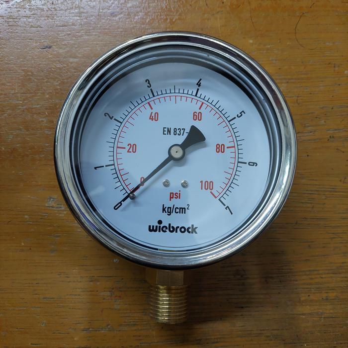 Jual pressure gauge wiebrock 4 inchi 7 bar kg psi bottom stainless ...
