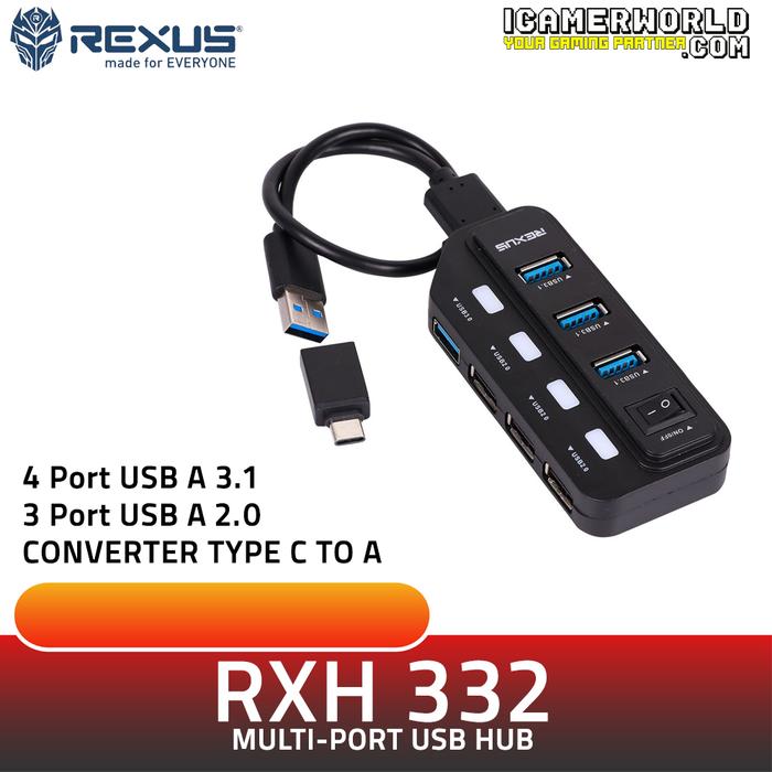 Jual Rexus RXH-332 / H-332 7 Ports + Converter Type-C Usb Hub - Kota Bekasi - igamerworld bekasi ...
