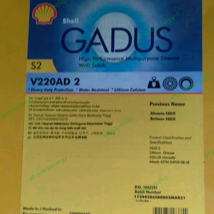 Jual Grease Lithium SHELL GADUS S2 V220 AD 2 - Jakarta Timur - pt ...
