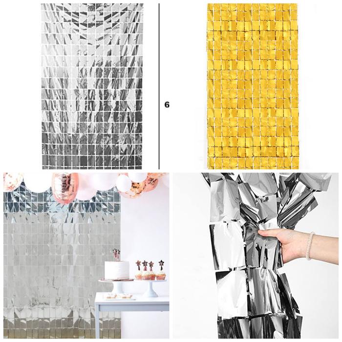 Jual tirai foil kotak emas silver metalik curtain backdrop background ...