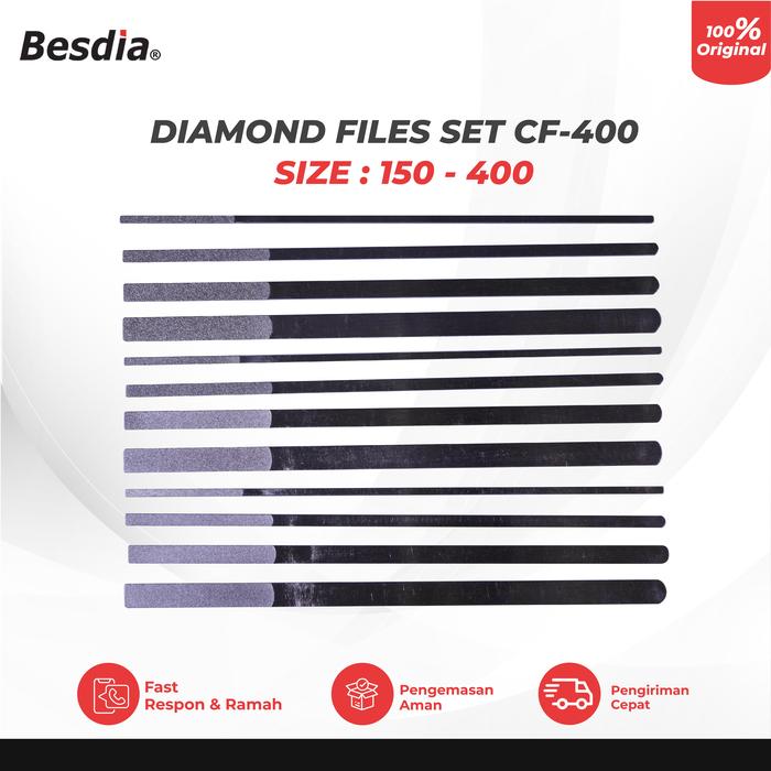 Jual Diamond File Set CF-400 Tapered Hand File Kikir Diamond BESDIA ...