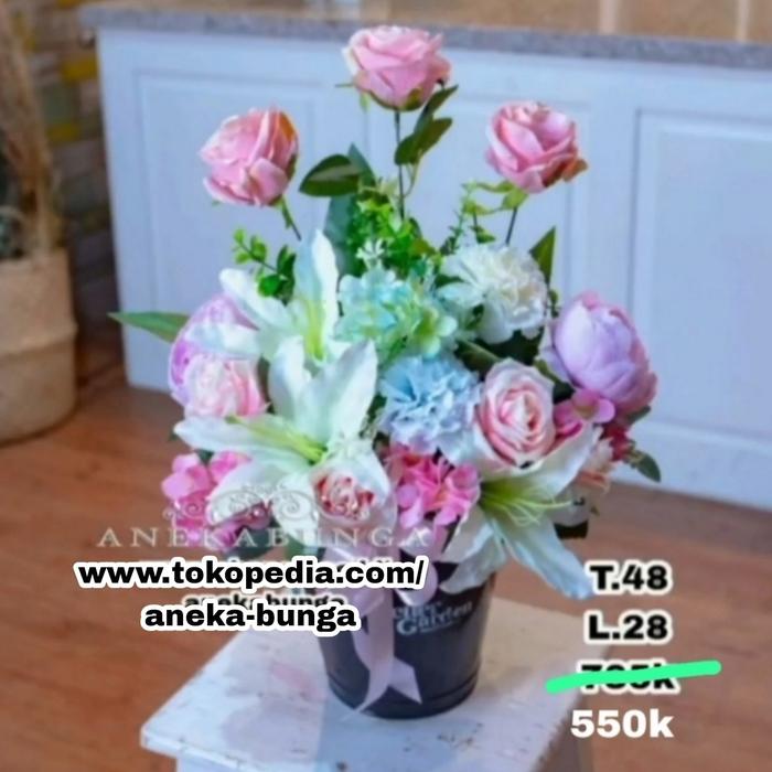 Jual Rangkaian Hiasan Pot Meja Bunga Plastik Palsu Hias Artificial ...