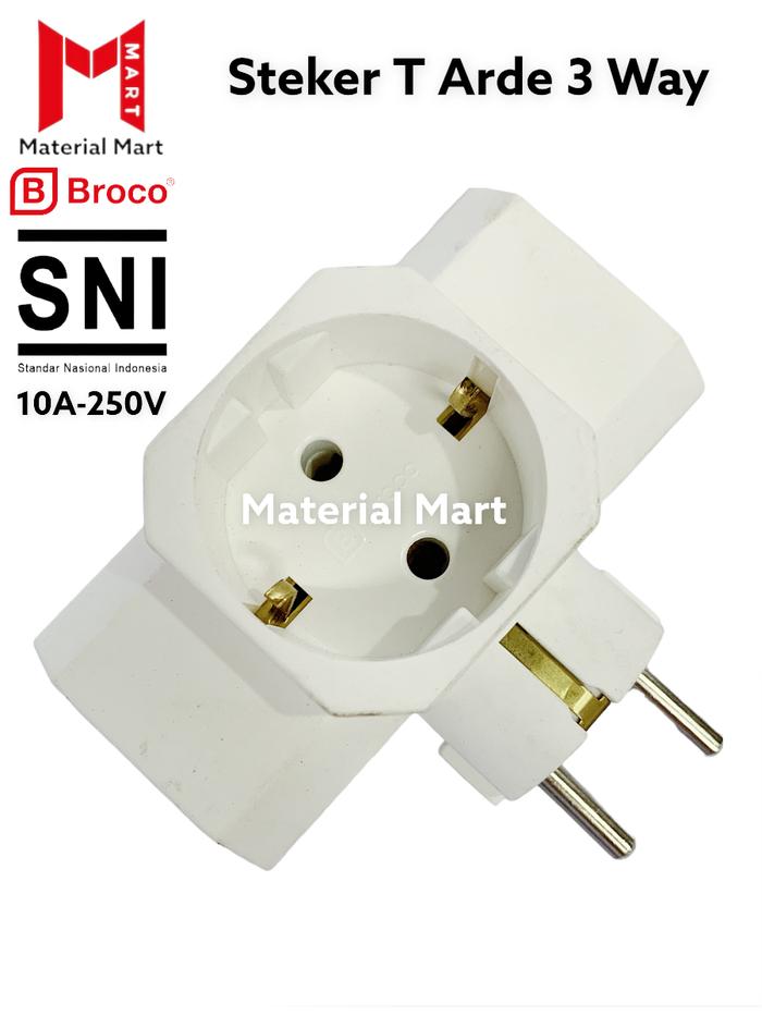 Jual Steker Broco T Arde 3 Way SNI | Colokan Listrik 3 Lubang Broco ...