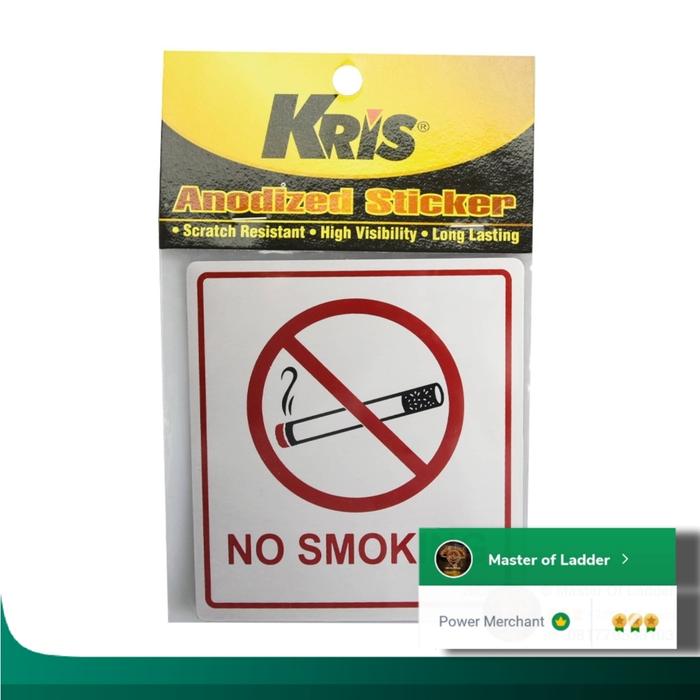 Jual Sign label DILARANG MEROKOK/SNO SMOKING/Kris stiker 9x10 cm - NO ...