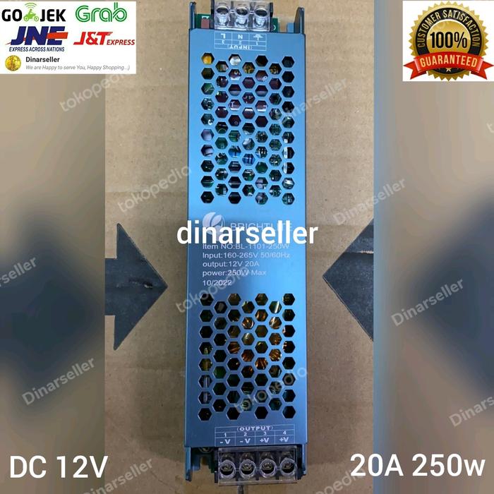 Jual TRAFO DC 12V 20A SLIM ADAPTOR POWER SUPPLY / TRAVO CCTV LED STRIP ...
