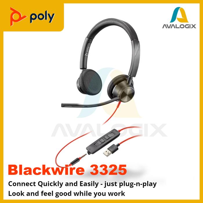 Jual Headset POLY Plantronics Blackwire 3325 BW3325 USB-A - Kab ...