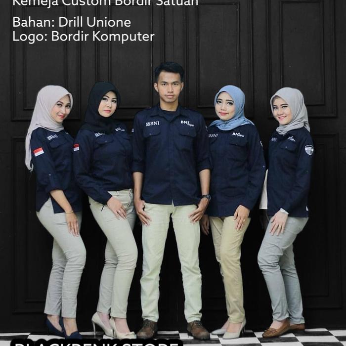 Jual kemeja pdl custom bordir satuan grosir kemeja bordir satuan - navy panjang, M - Jakarta ...