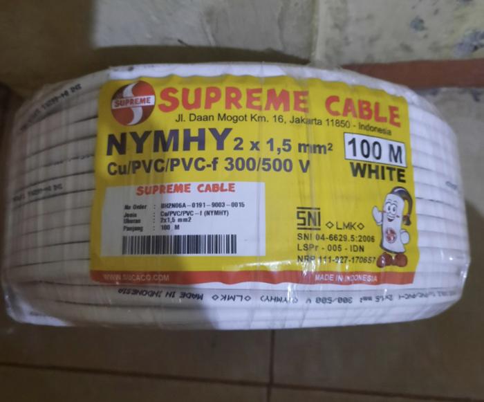 Jual Kabel NYMHY 2x1.5mm Serabut 100mtr Supreme Kulit Putih - Jakarta ...
