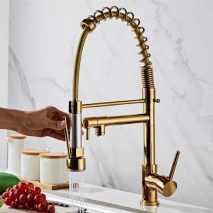 Jual Kran Angsa Gold Meja Panas Dingin/Kran Pantry /Kran Kitchen sink ...