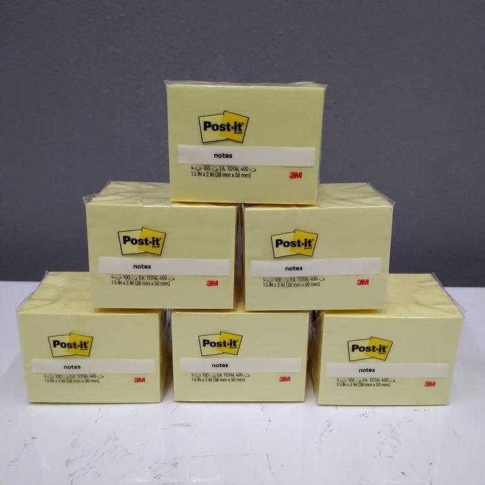 Jual 3M Post It Super Sticky Notes 653-4CY Canary Yellow 1.5 inch x 2 ...