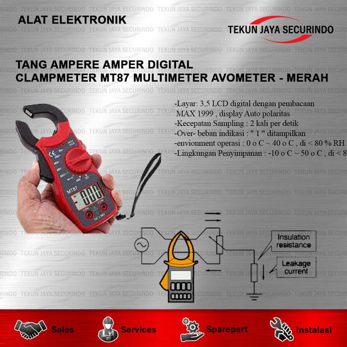 Jual TANG AMPERE AMPER DIGITAL CLAMPMETER MT87 MULTIMETER AVOMETER - MERAH - Kota Pekanbaru ...