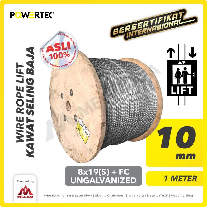 Promo Wire Rope / Kawat Seling LIFT 8x19(S) FC 10mm Ungalv POWERTEC - 1 ...