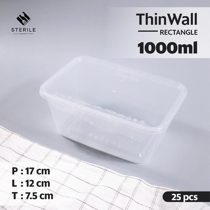 Jual kotak makan plastik 1000ml isi 25 pcs /thinwall 1000 ml / kotak ...