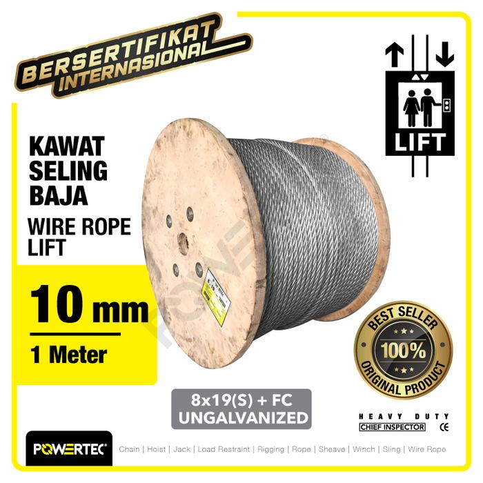 Promo Wire Rope / Kawat Seling LIFT 8x19(S) FC 10mm Ungalv POWERTEC - 1 ...