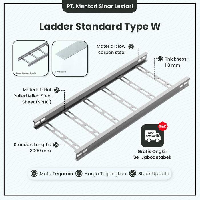 Jual Jalur Kabel Tray Ladder Standard Type W Hotdip Galvanis 100 ...