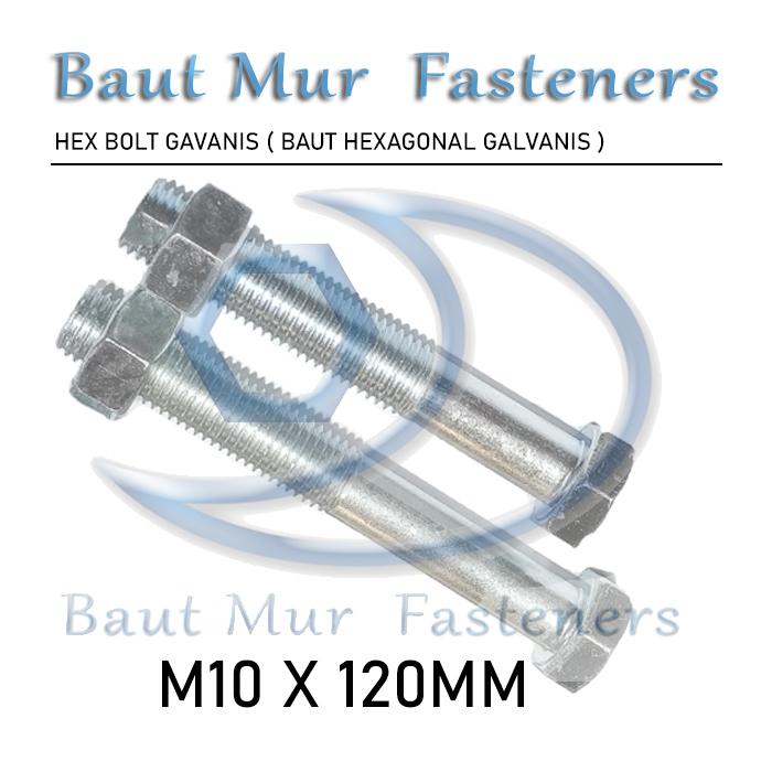 Jual baut mur m10 x 120 / bmp m10 x 120 galvanis / bmp m10 x 120mm ...