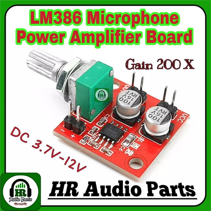 Jual LM386 Board Amplifier Electret Microphone Gain 200 Times DC 3.7v ...